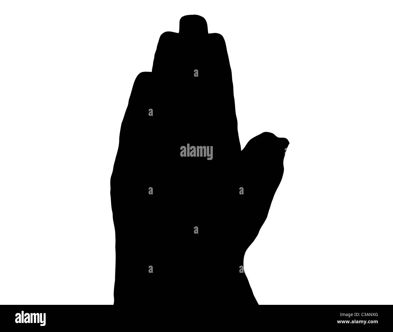 Silhouette praying hands side view Black and White Stock Photos ...