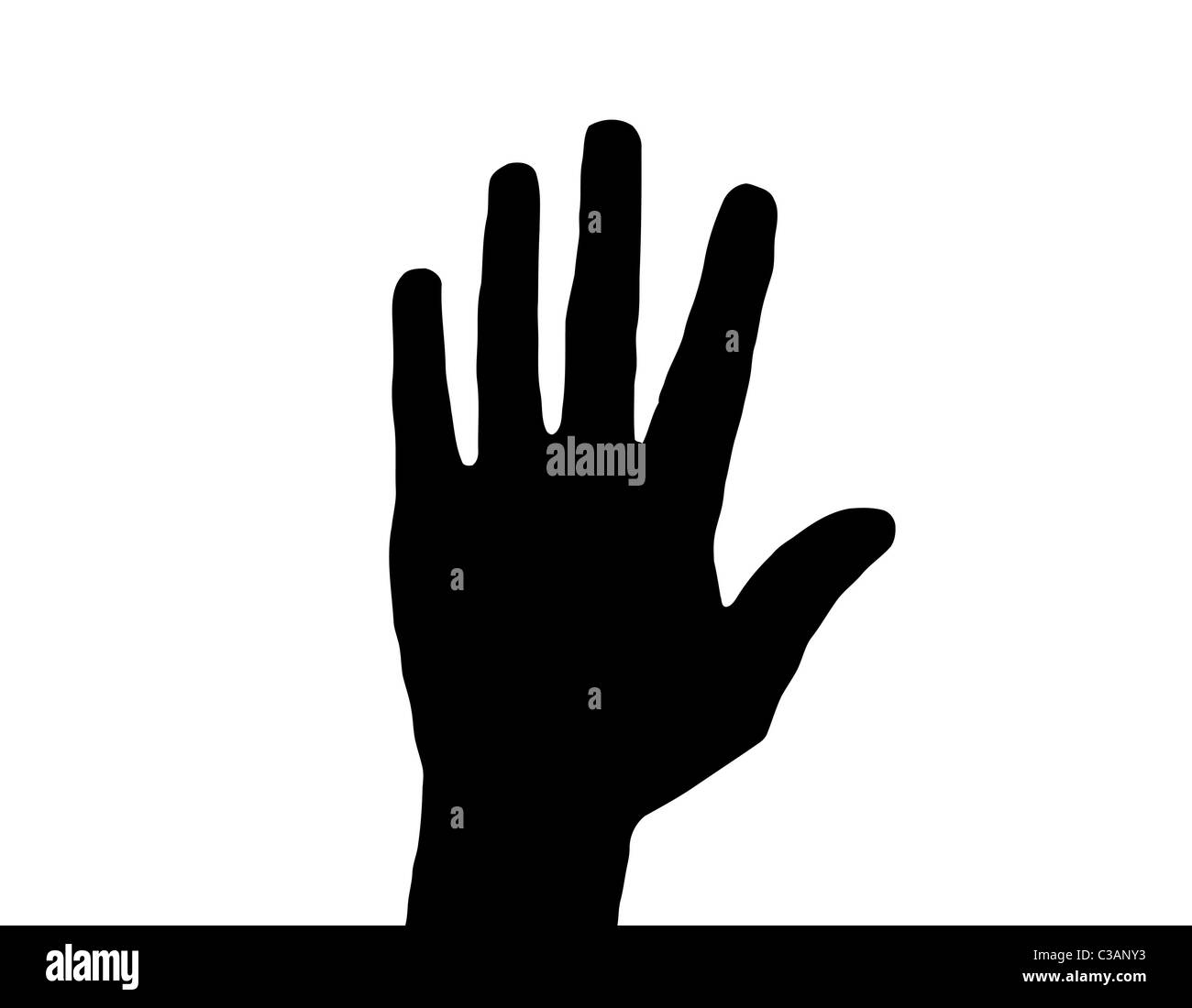 Silhouette Raised Hand on White Stock Photo - Alamy