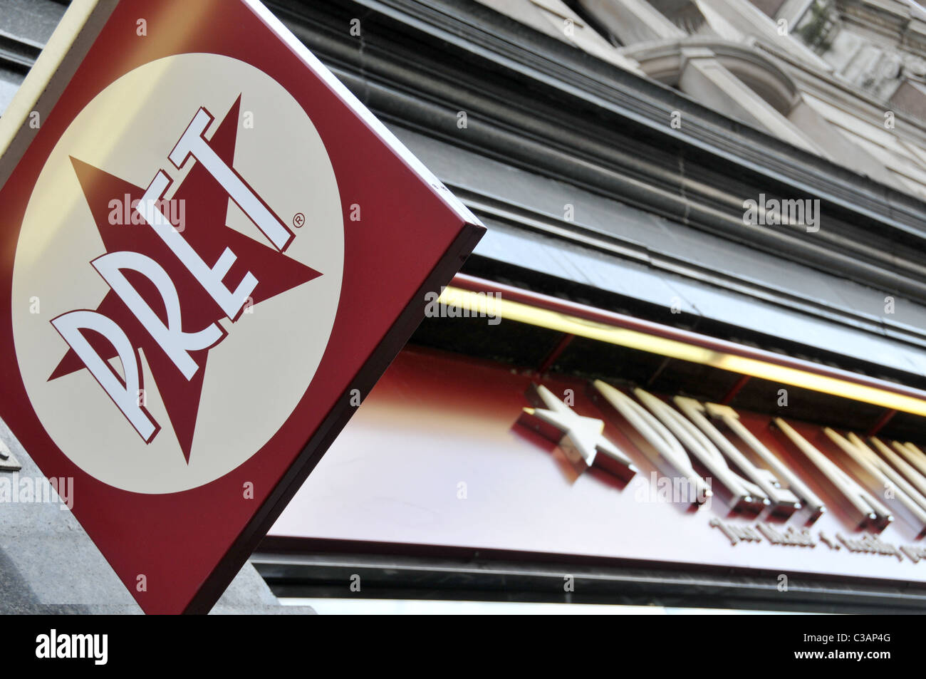 Pret a Manger café cafe logo sign coffee star Stock Photo - Alamy