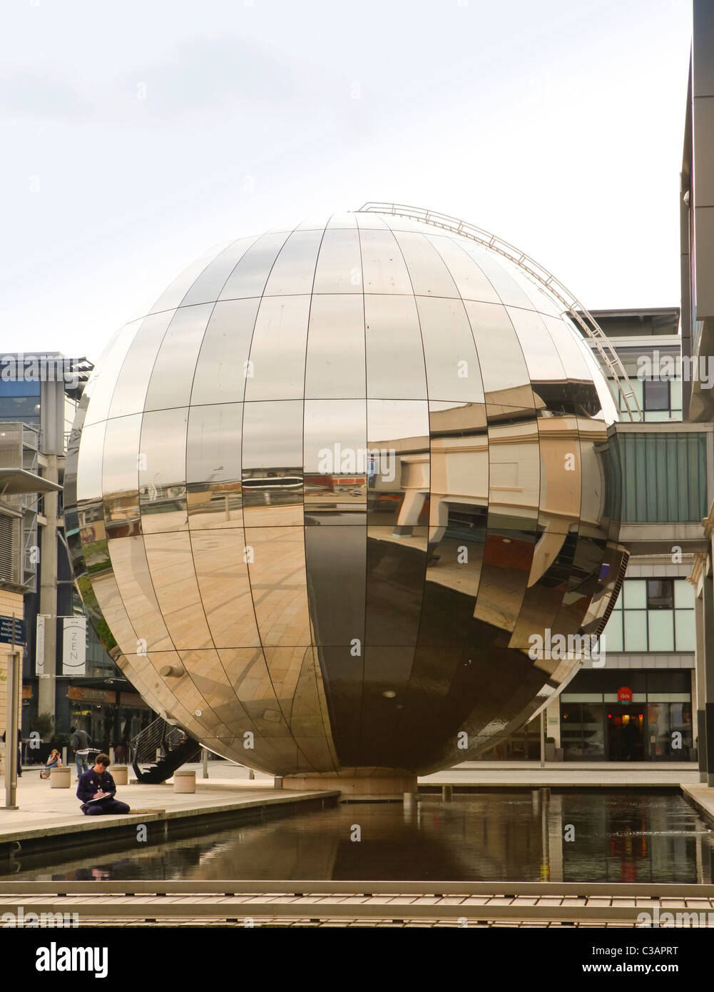 The reflective mirror sphere in Millennium Square, Bristol Stock Photo ...