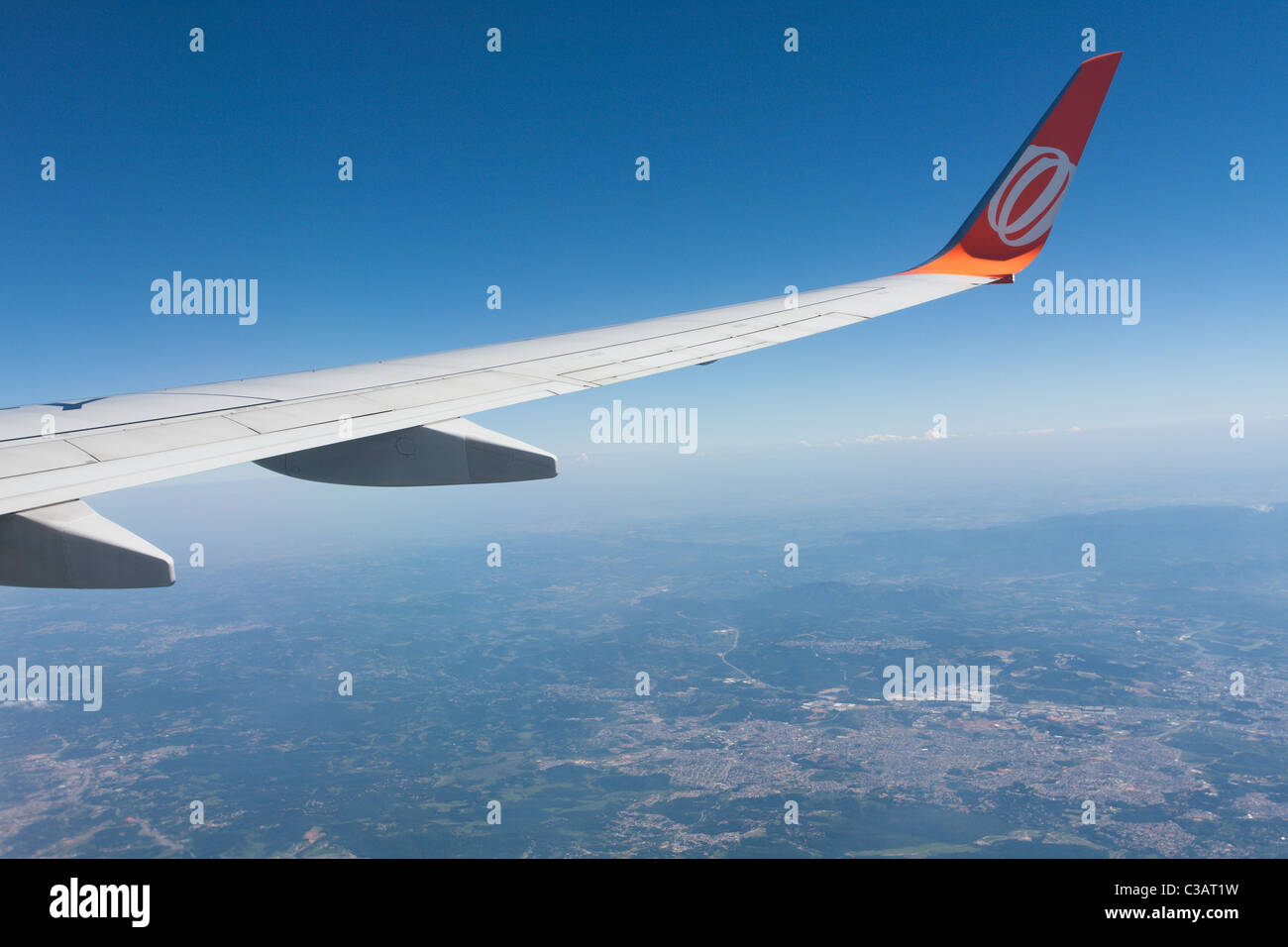 Boeing 737-800 aircraft winglet against blue sky, Carapicuiba and ...
