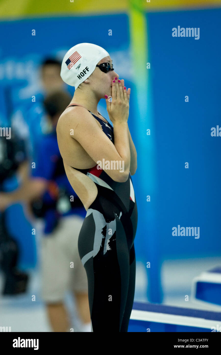 Katie Hoff (USA) competing in the heat of the 400IM at the 2008 Olympic ...