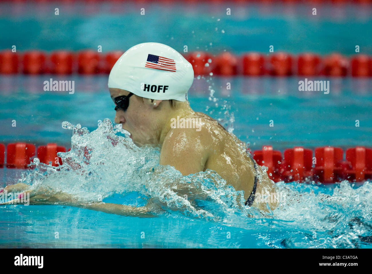 Katie Hoff (USA) competing in the heat of the 400IM at the 2008 Olympic ...