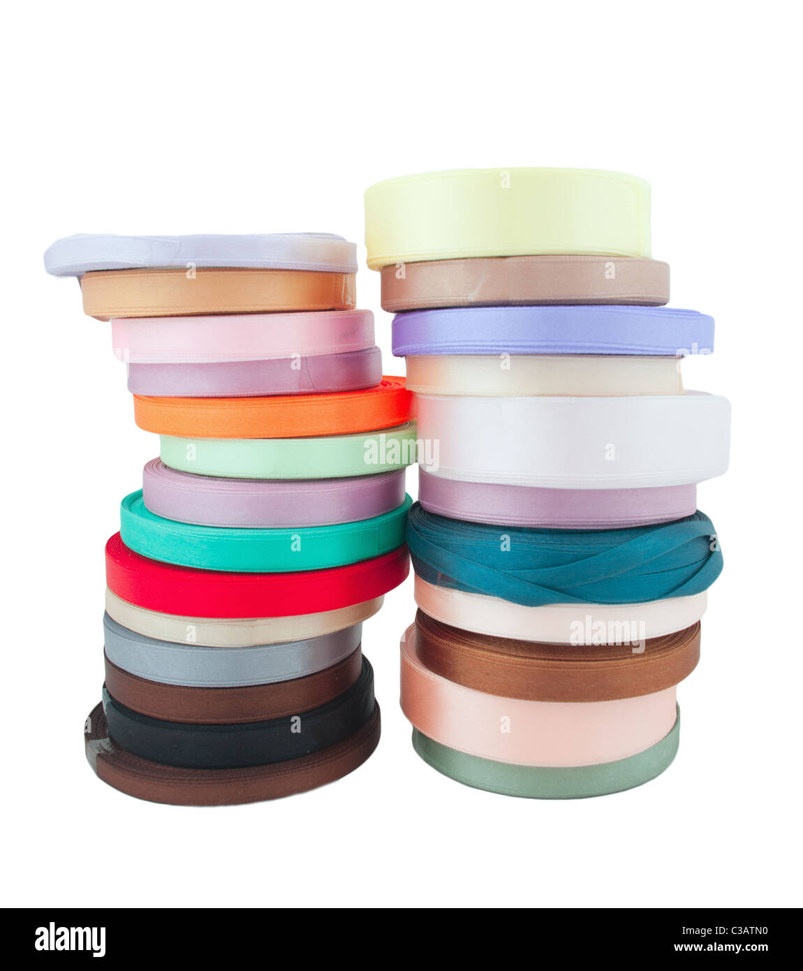 Rolls with colour tapes for packaging of gifts Stock Photo - Alamy