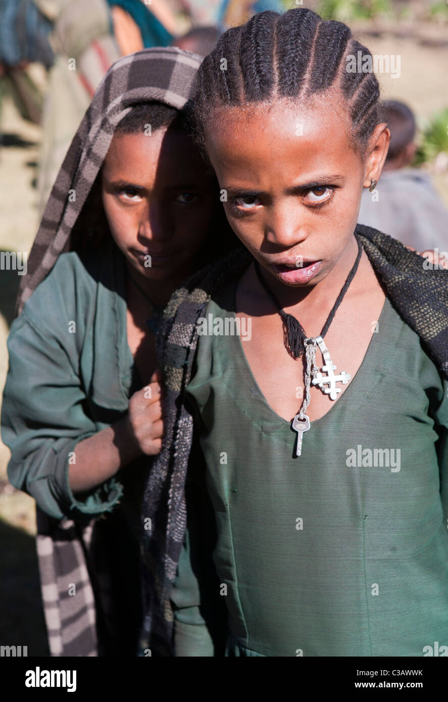 Young Ethiopian girls in the Simien Mountains Stock Photo - Alamy