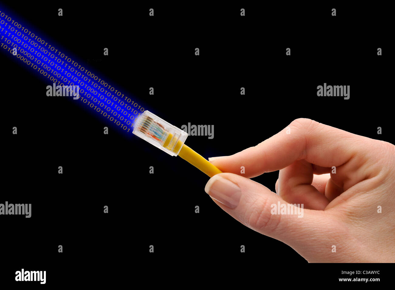 hand holding cat 5 network cable in fingers Stock Photo - Alamy