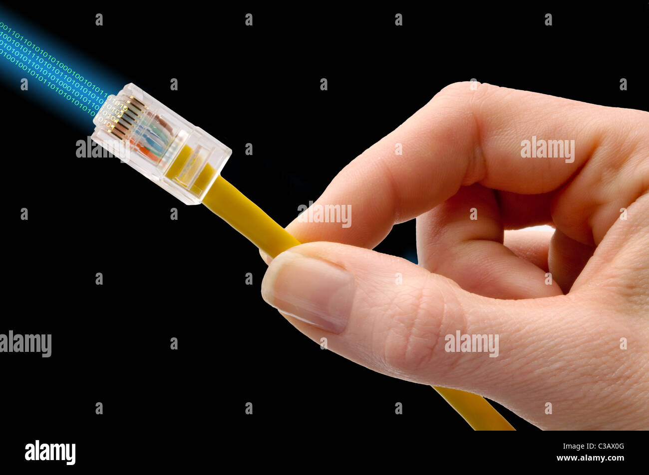 hand holding cat 5 network cable in fingers Stock Photo - Alamy