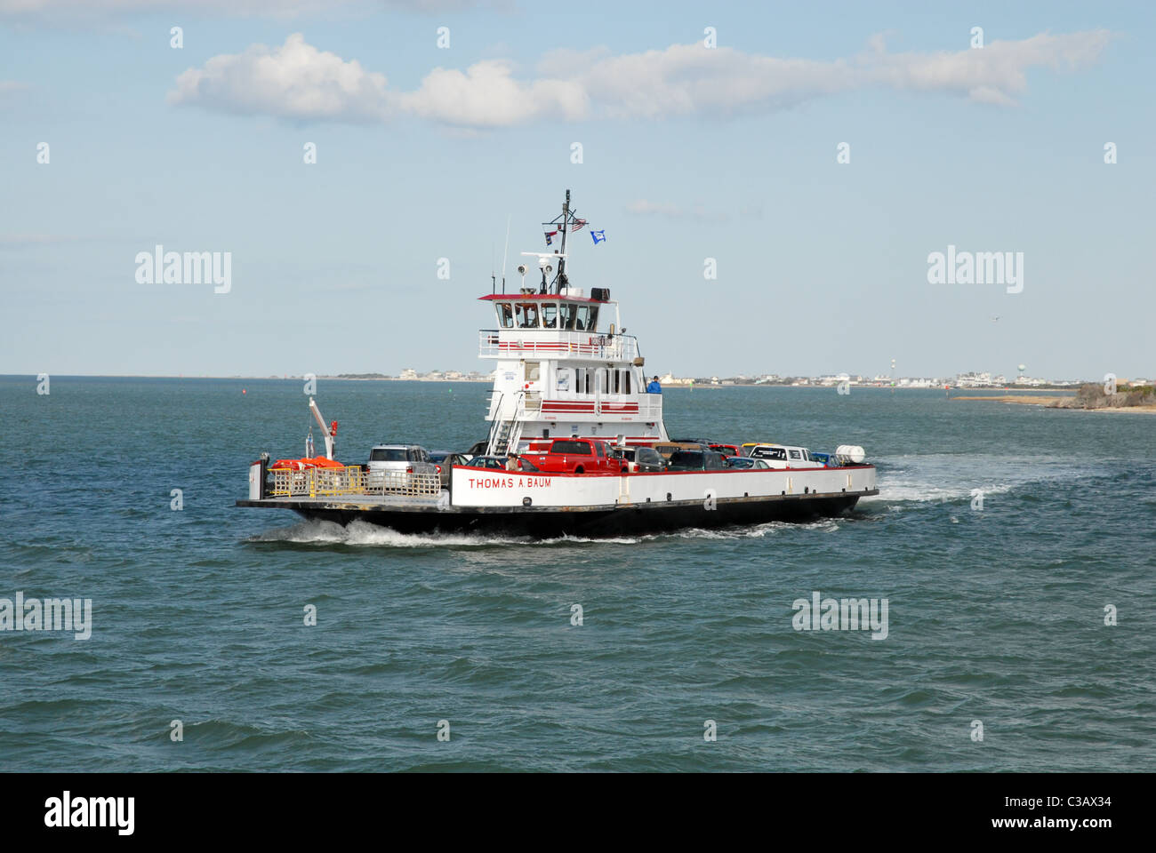 A Ferry on the North Carolina Ferry System transporting vehicles and ...
