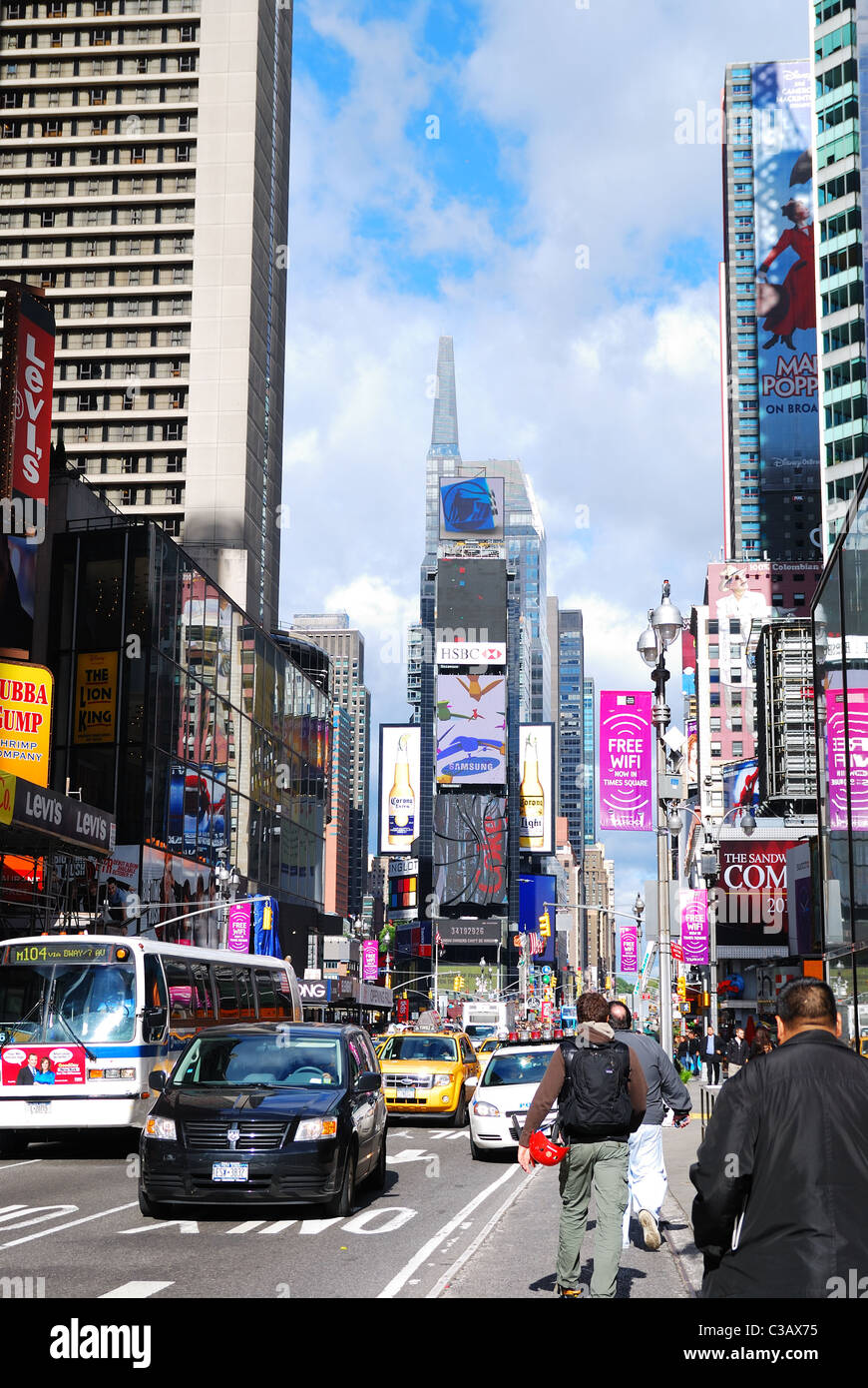 Times Square street view with busy traffic in Manhattan, New York City ...