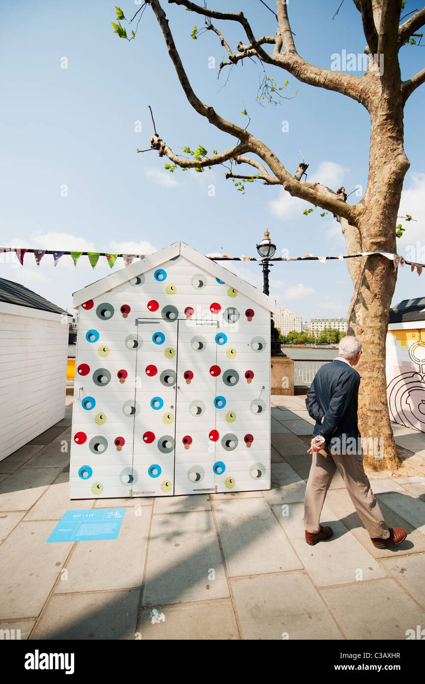 Colourful Beach Hut on the south bank in central London Stock Photo - Alamy