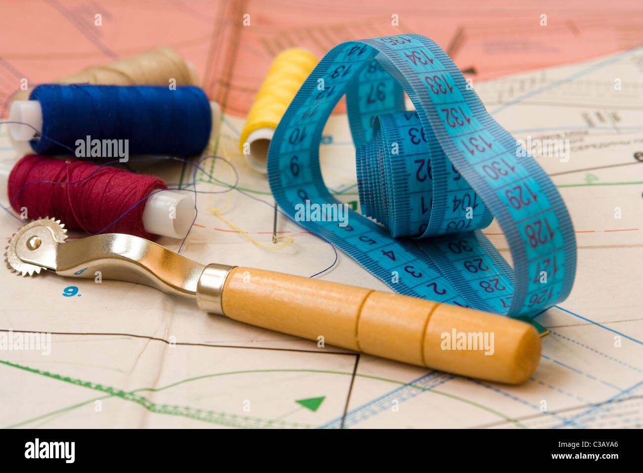 instruments tailor for needlework of the cloth Stock Photo - Alamy