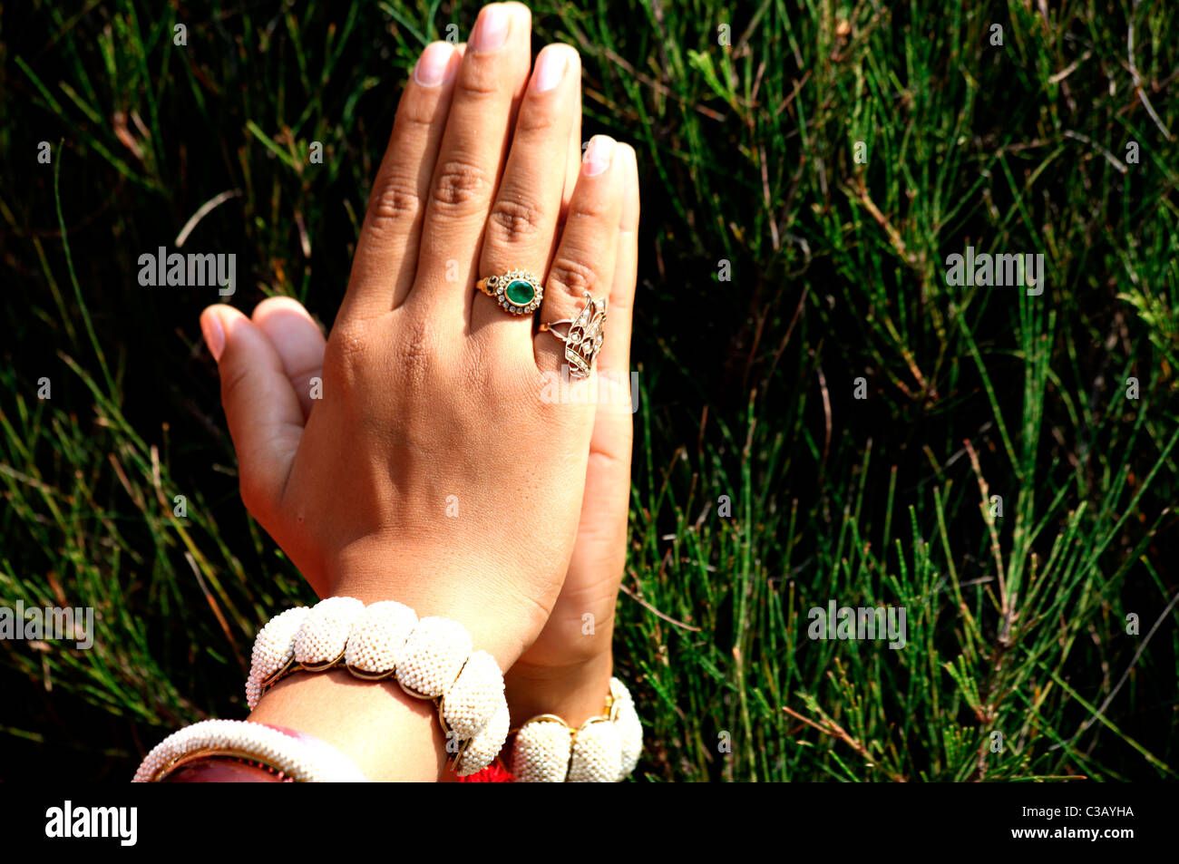Namaste- Indian form of greeting Stock Photo - Alamy