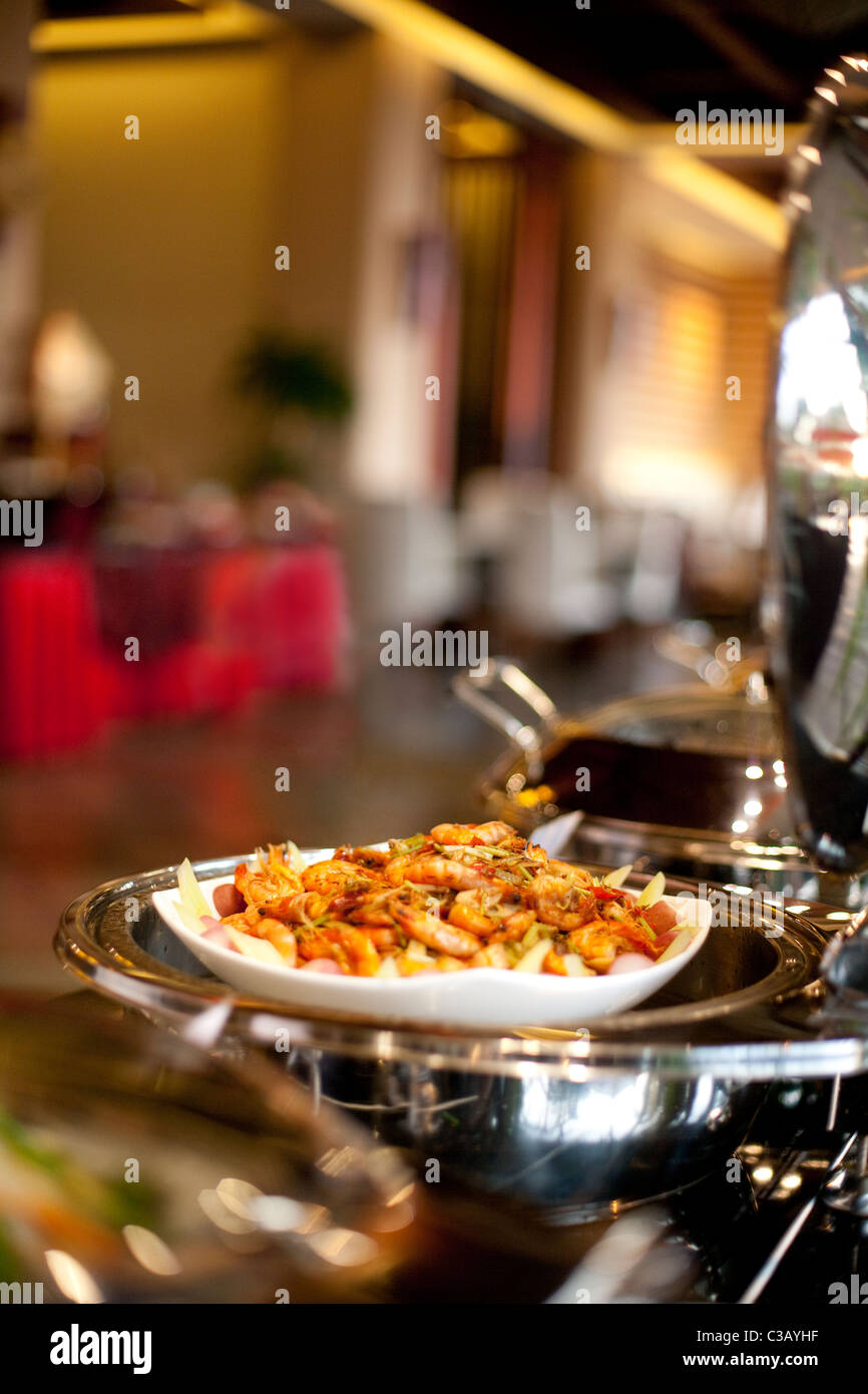 Plate of food at a buffet Stock Photo - Alamy
