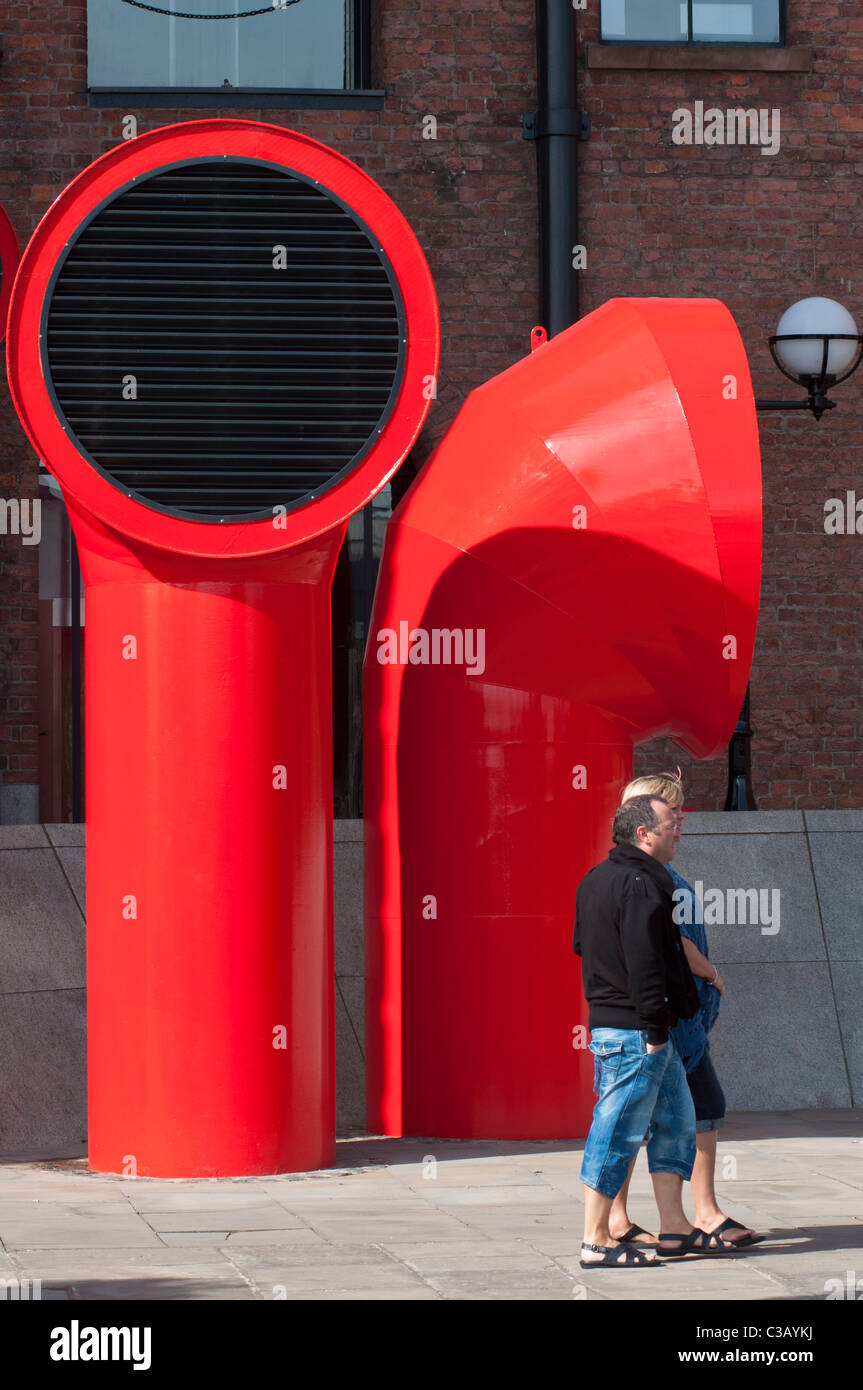 Red ship's funnels at Albert Dock, Liverpool, UK Stock Photo - Alamy