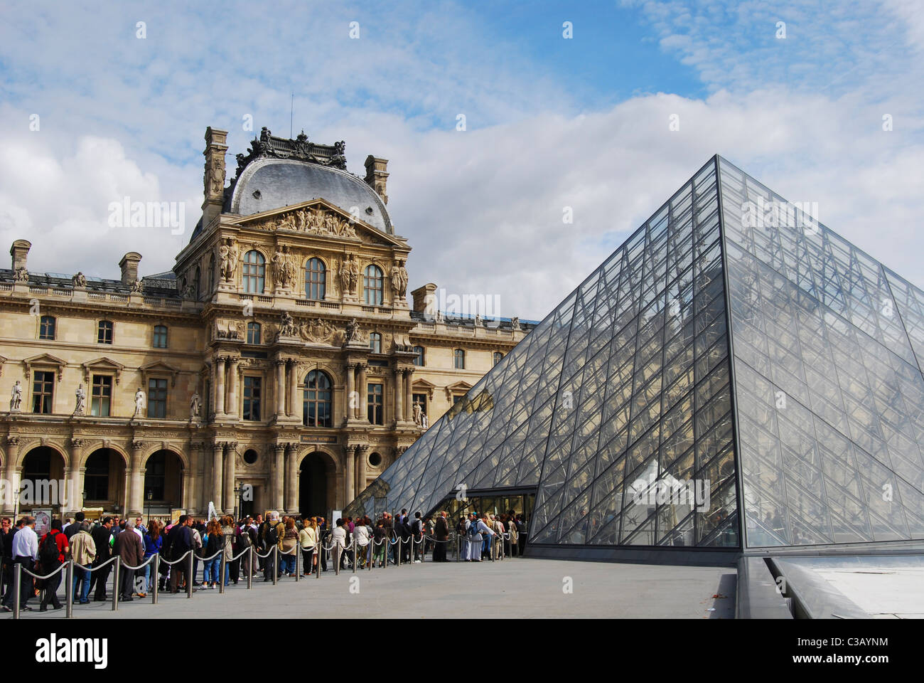Visitors queue for the Louvre Museum, Paris, France Stock Photo - Alamy