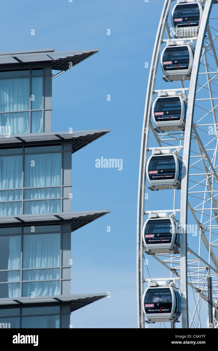 The big ferris wheel at the Liverpool arena complex on the old docks ...