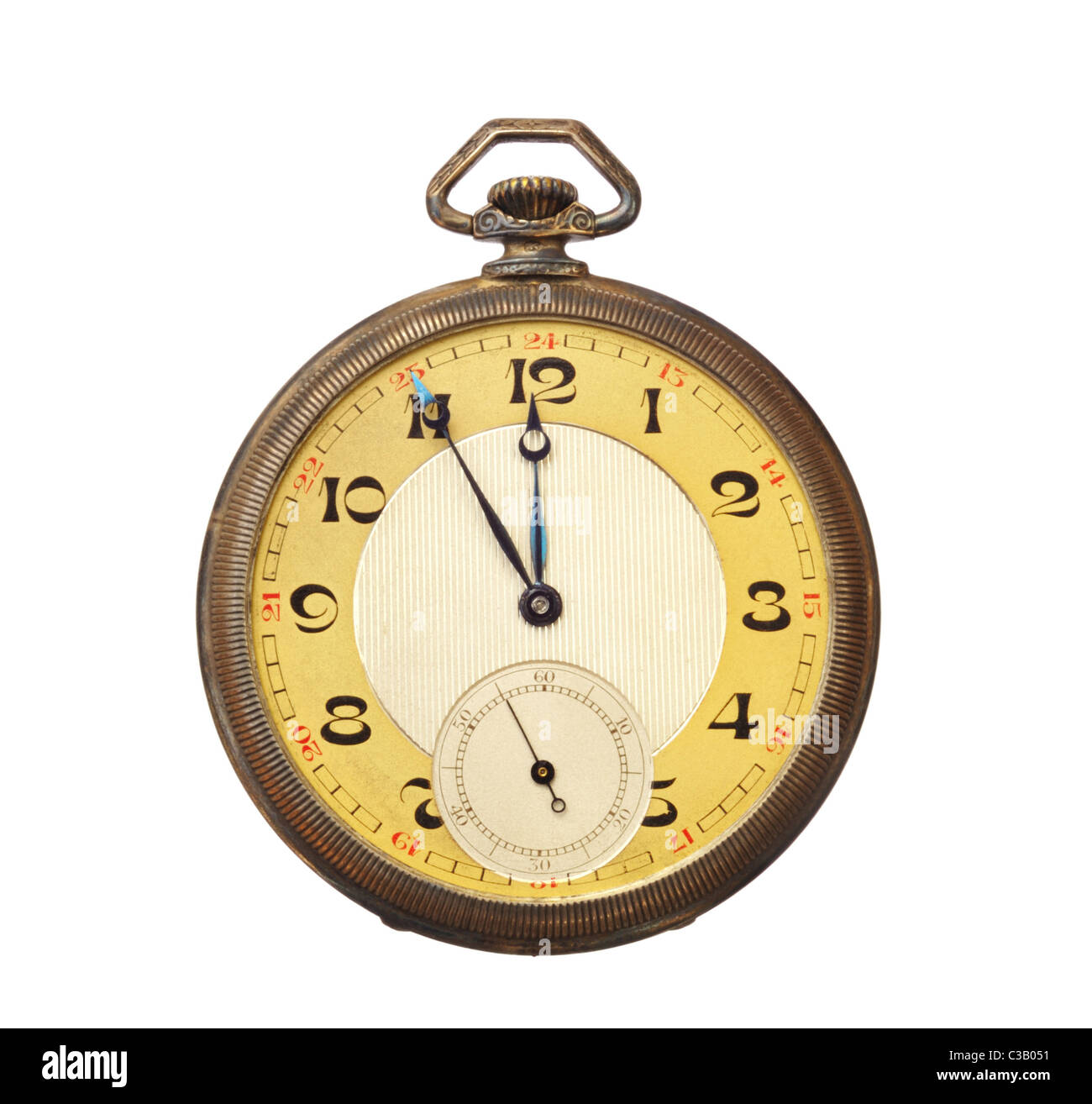 Old antique pocket watch isolated on white background. Clipping path ...