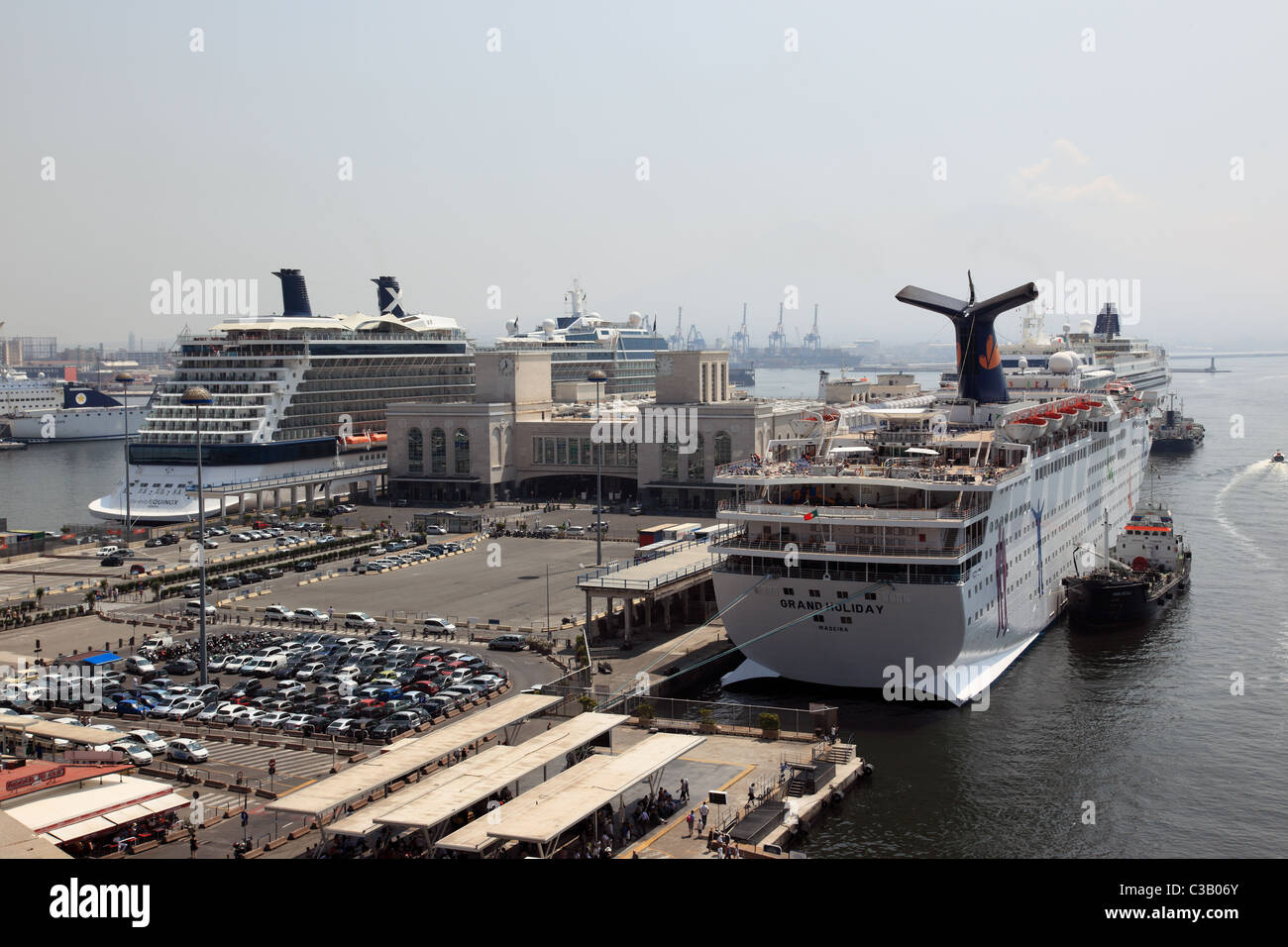 Cruise ships docked at the cruise terminal - Port of Naples, Italy ...
