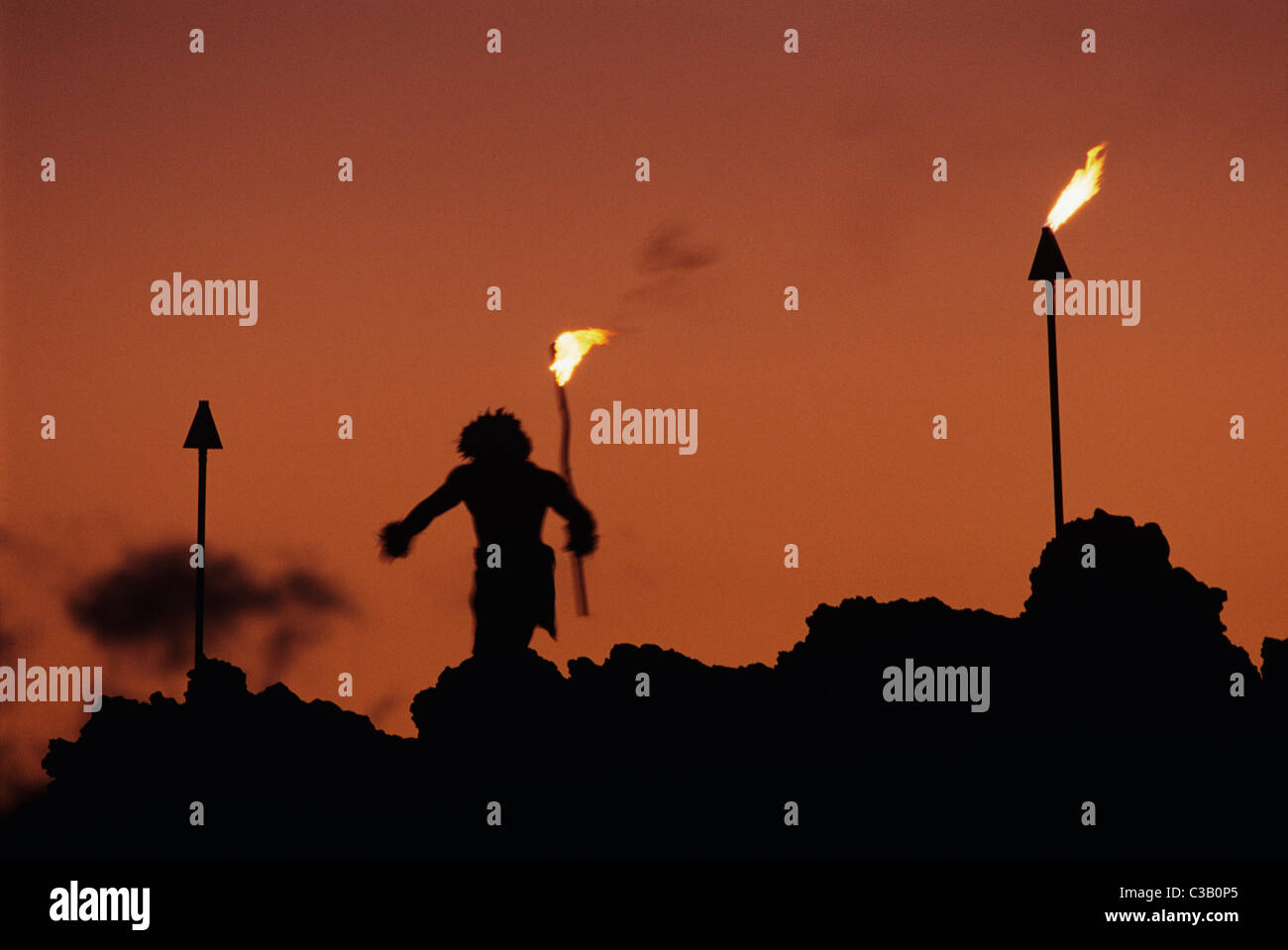 Hawaii, Maui, The Valley Island, Torch Lighting, Black Rock, Kaanapali ...