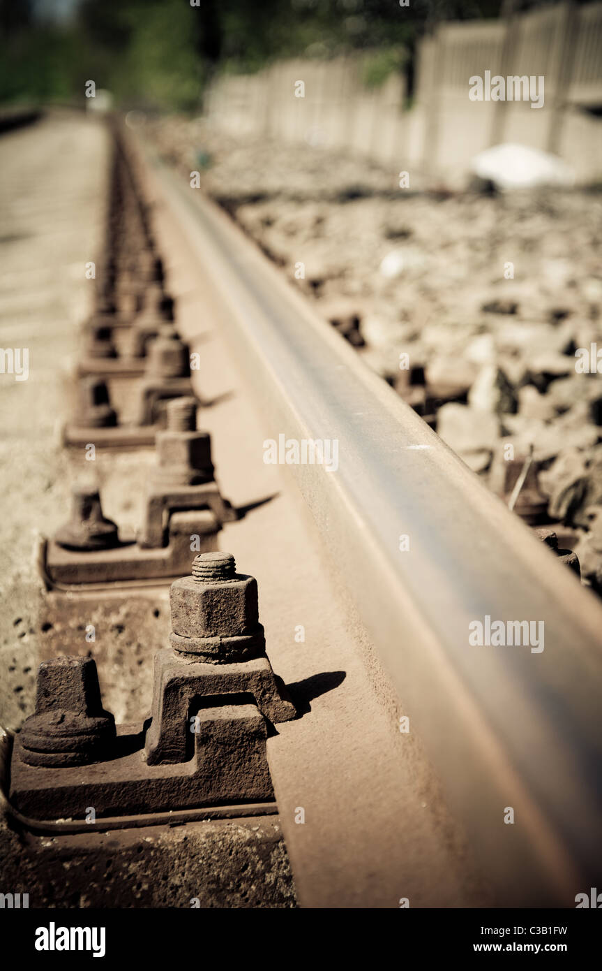 railway track lines Stock Photo - Alamy
