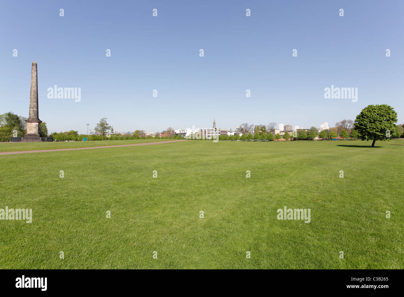 Wide open space of Glasgow Green Public Park in Glasgow's East End ...
