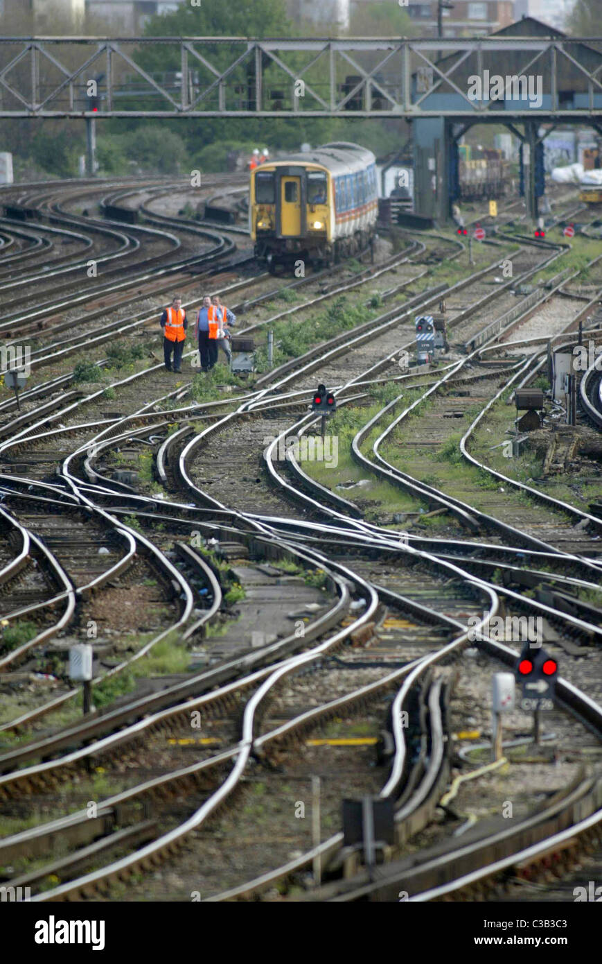 Train tracks at Clapham Junction, London Stock Photo - Alamy
