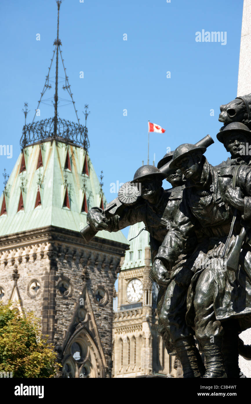 Ottawa, detail of National War Memorial and detail of the Parliament of ... Ottawa, detail of National War Memorial and detail of the Parliament of ...