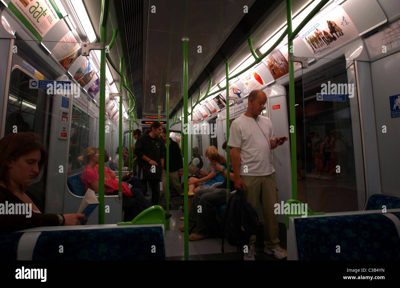 Onboard a District line Underground train Stock Photo - Alamy