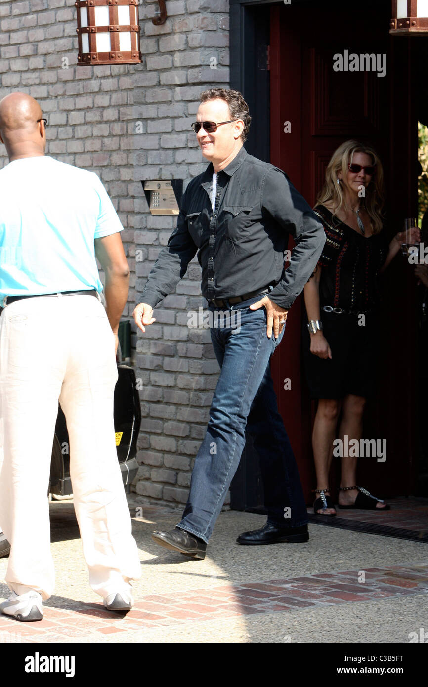 Tom Hanks seen outside the Memorial Day Beach Party Malibu, California ...
