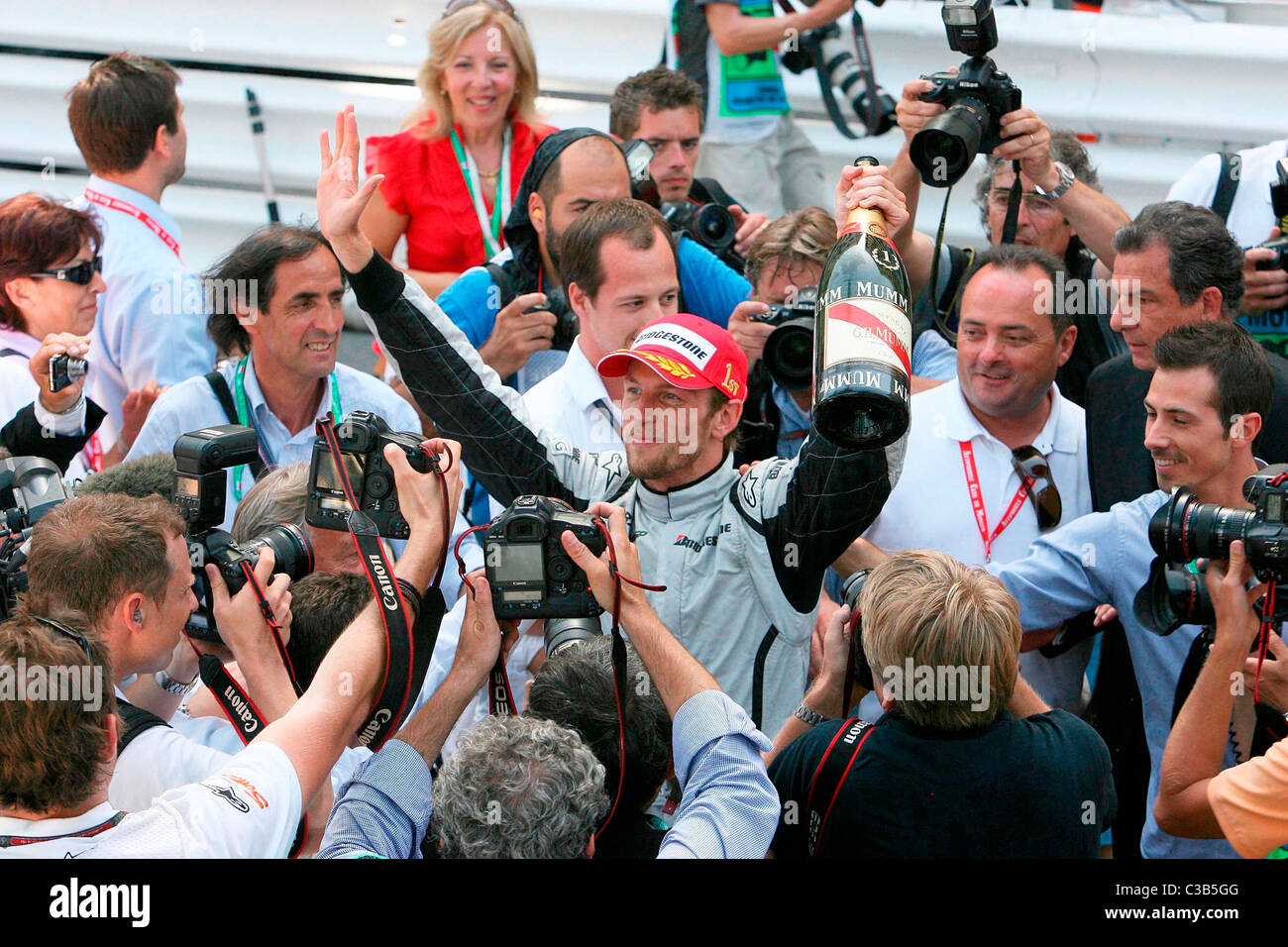 British Formula One racing driver Jenson Button wins the Monaco Grand ...