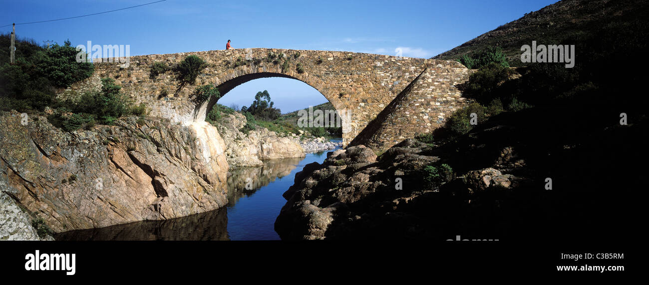 France, Haute Corse, a Genoese bridge in the Fango Valley along the Tra ...