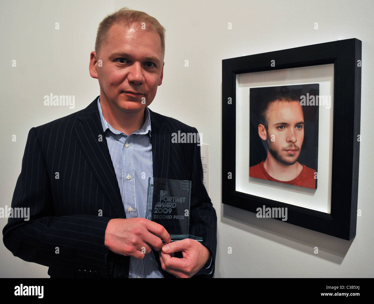 Michael Gaskel with his work 'Tom' BP Portrait Prize winner ...