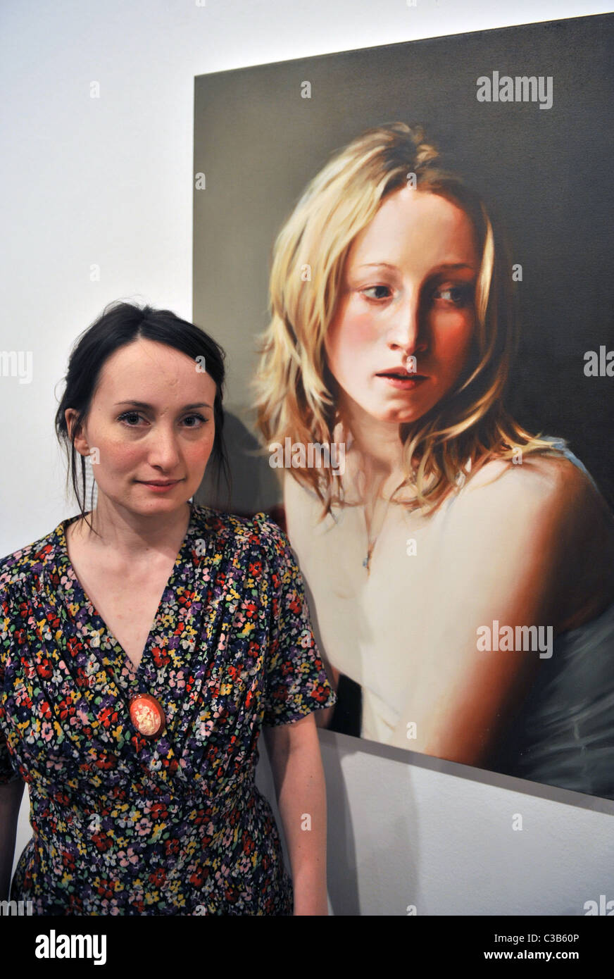 Isobel Peachey with her work. BP Portrait Prize winner announcement ...