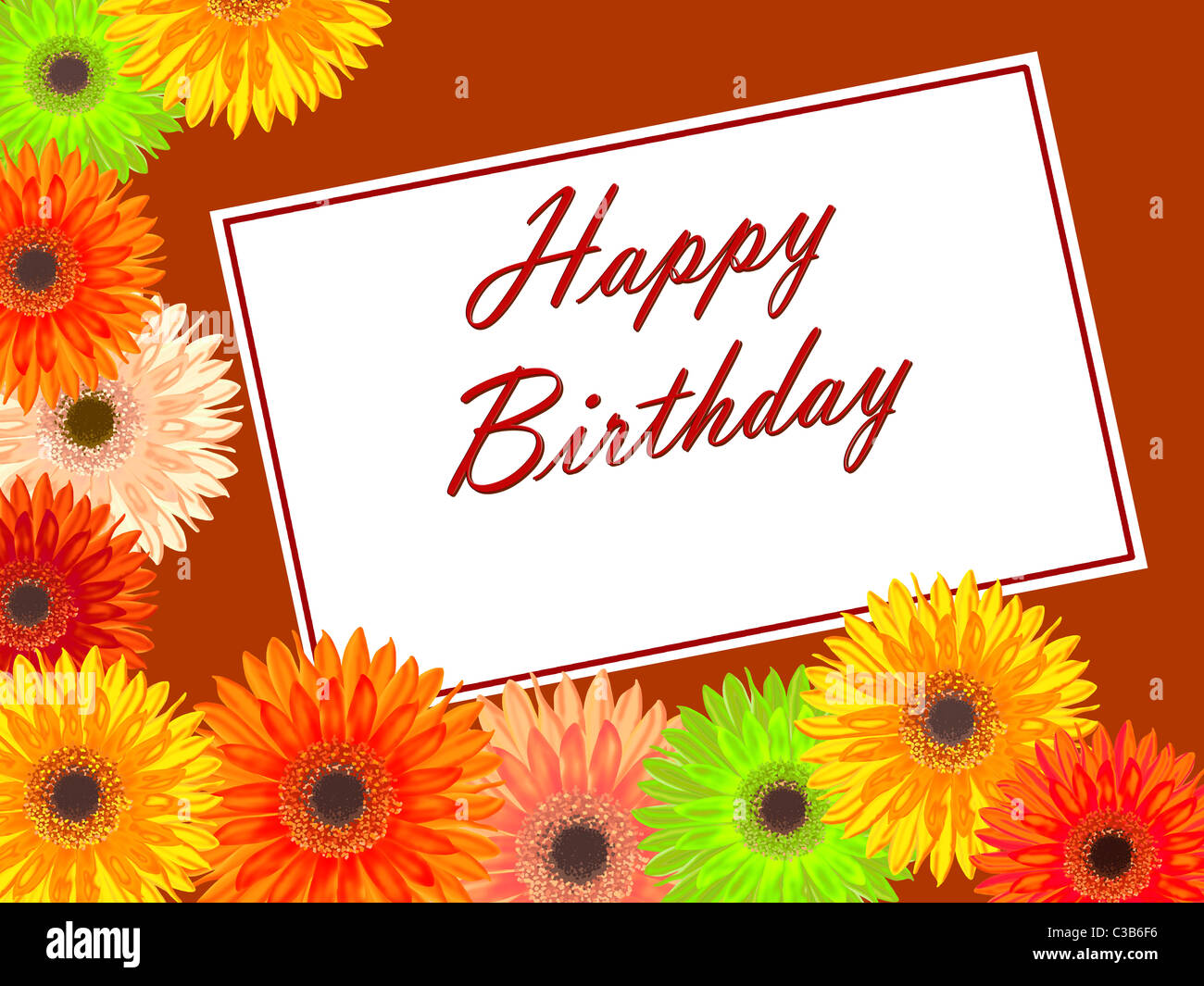 Happy Birthday Orange Flowers