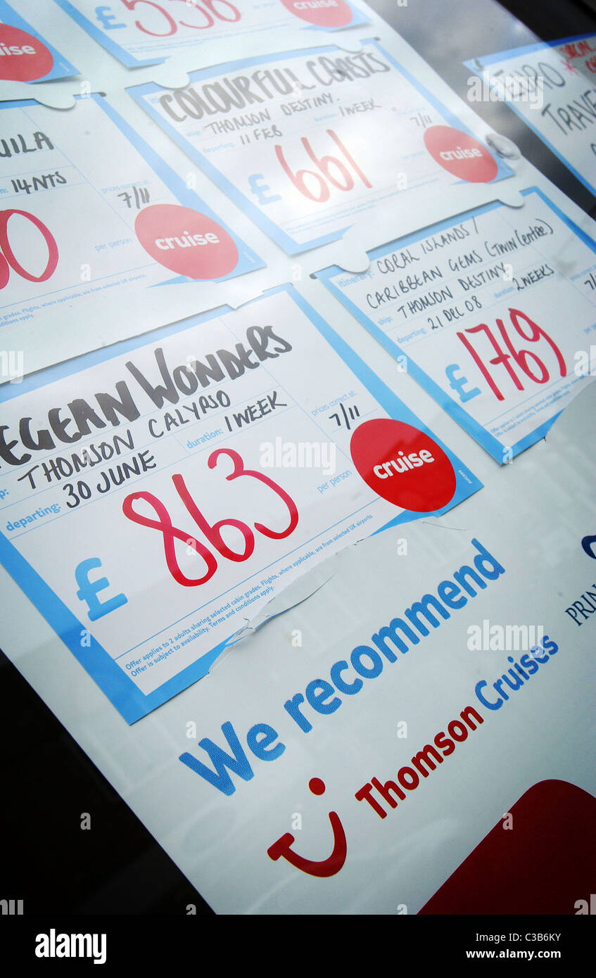Pictured: The window display of a Thomson travel agent's; part of TUI ...