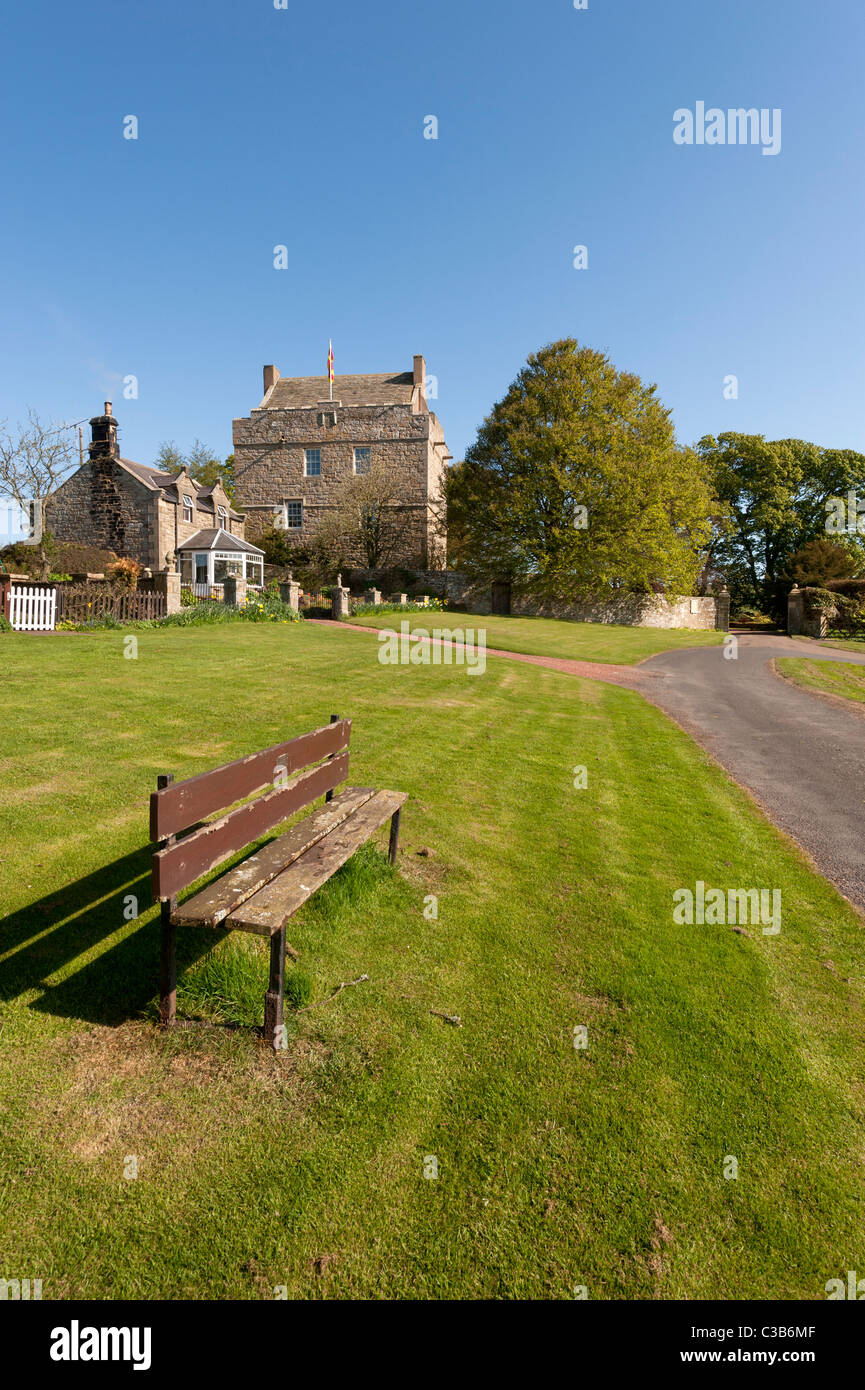 Elsdon village green and Elsdon Tower, Northumberland Stock Photo - Alamy