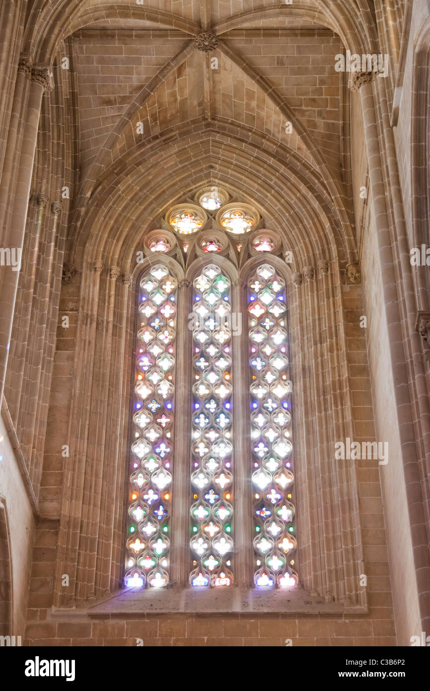Stained Glass tracery Gothic window in Batalha Monastery. Gothic and ...