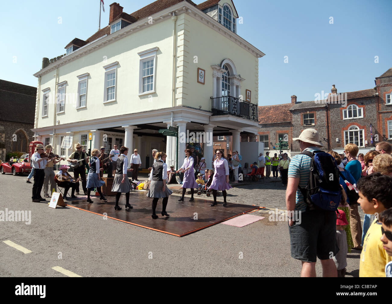 People watching tap dancers at wallingford town fair, Oxfordshire UK ...