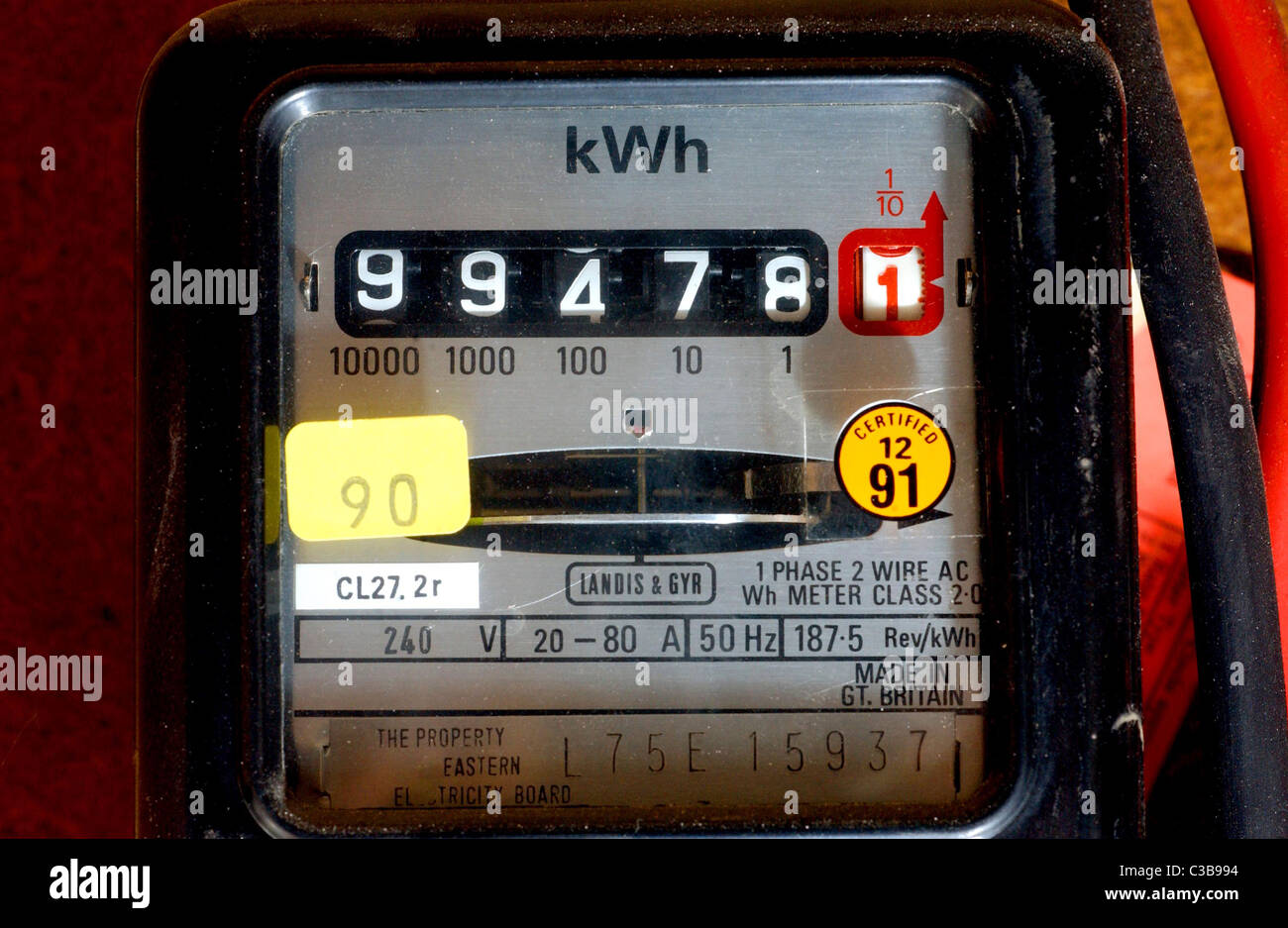 Electromechanical induction meter, measures the amount of electricity ...