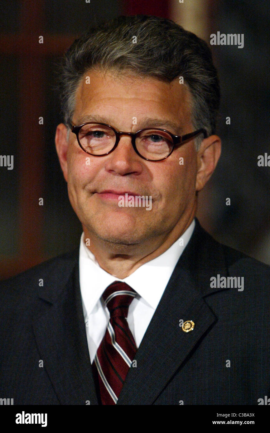 US Senator Al Franken during a swearing in reenactment ceremony on ...