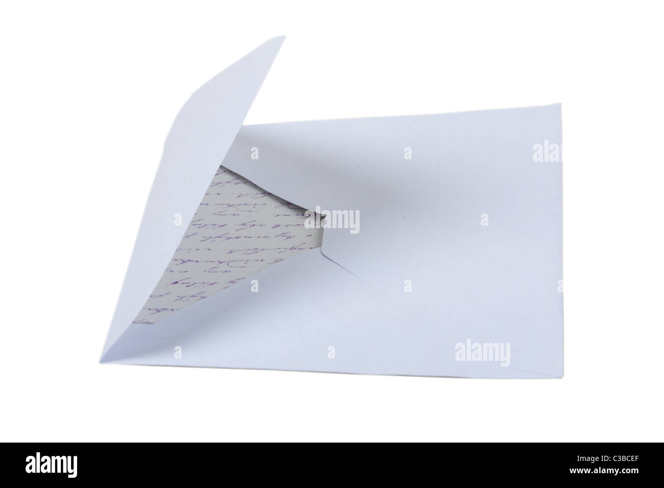 open the envelope, paper labels isolated on white background Stock ...