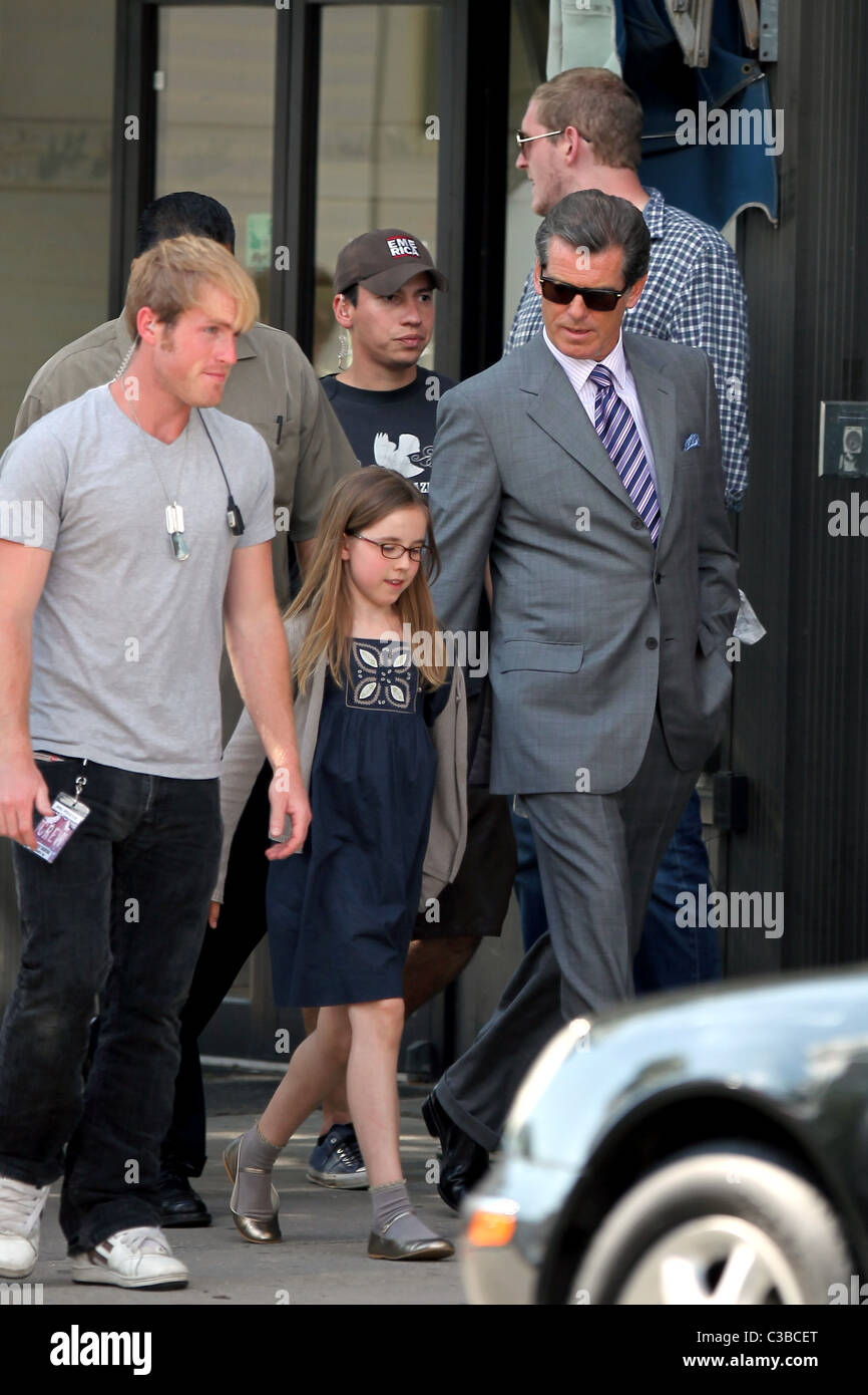 Ruby Jerins and Pierce Brosnan on the set of his new film 'Remember Me ...