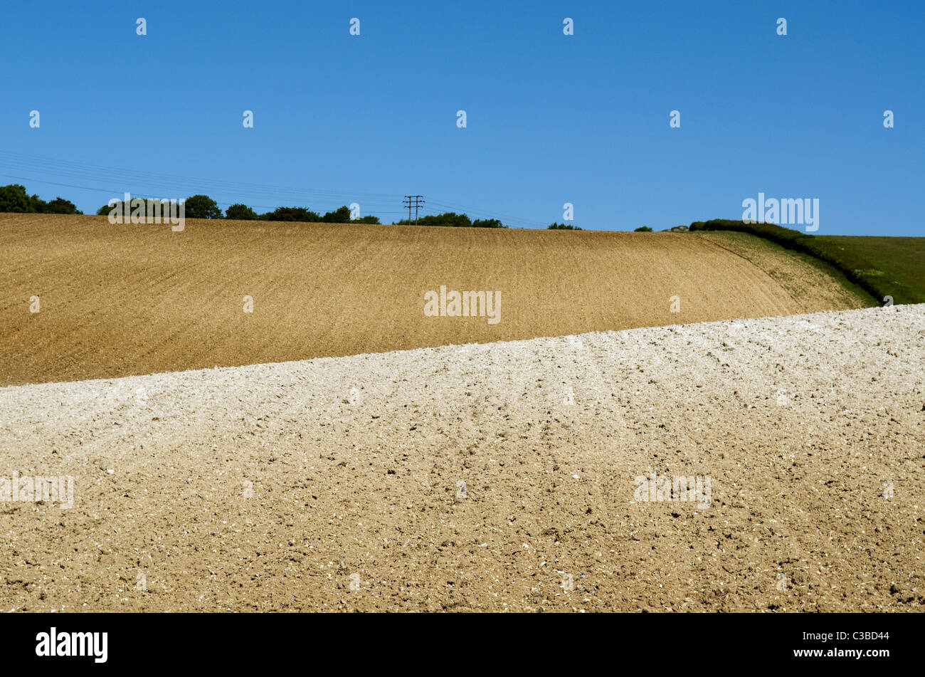 Ploughed open farmland, a Chilterns chalk landscape near Flackwell ...