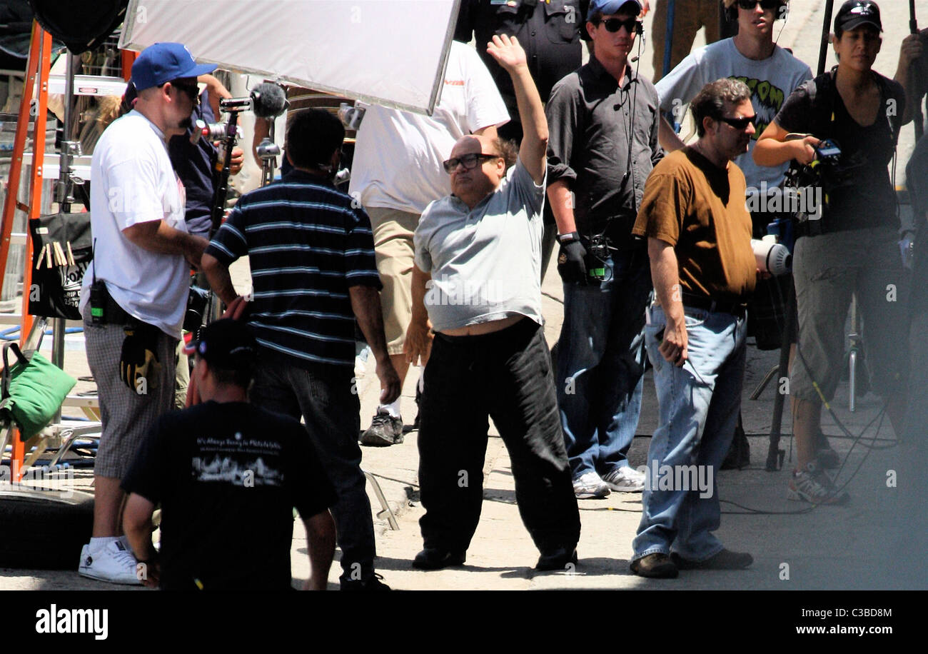 Danny DeVito stretching during a break from filming 'It's Always Sunny ...