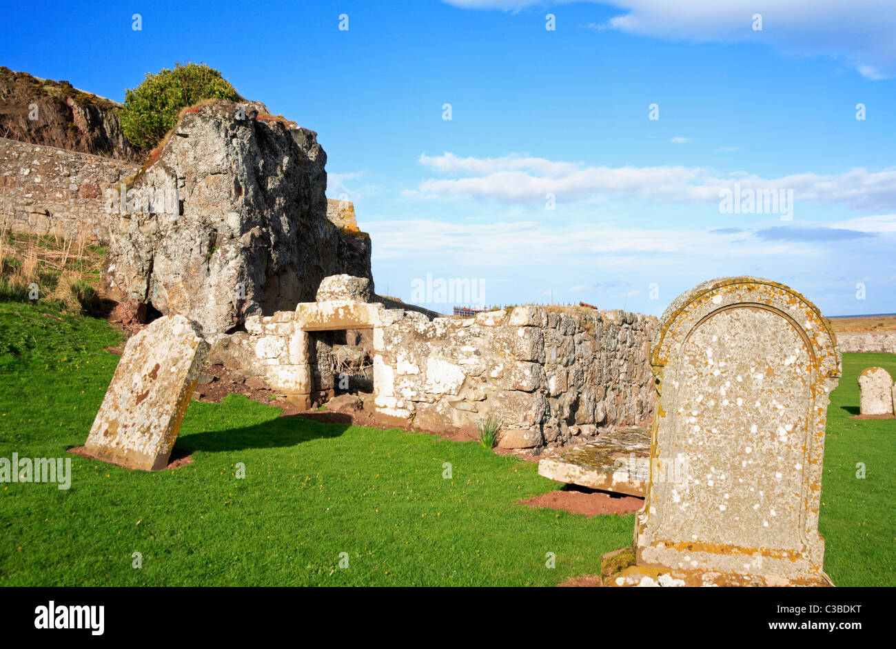 A view of the Nether Kirkyard at St Cyrus, Aberdeenshire, Scotland ...