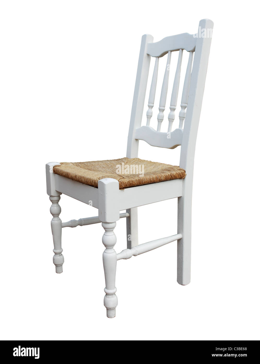 white wooden chair isolated on white Stock Photo - Alamy