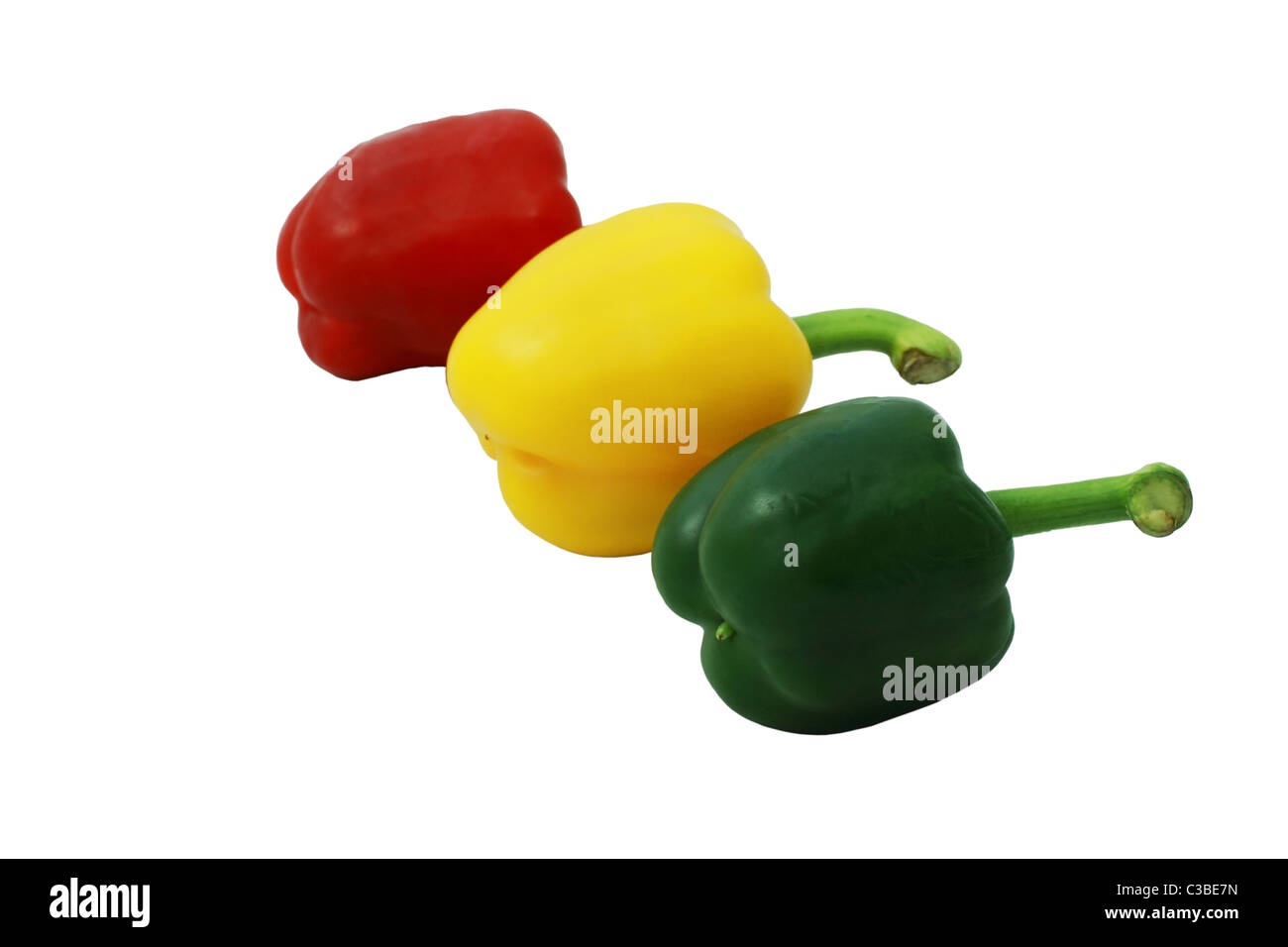 three peppers with different colors-yellow, red, green Stock Photo - Alamy