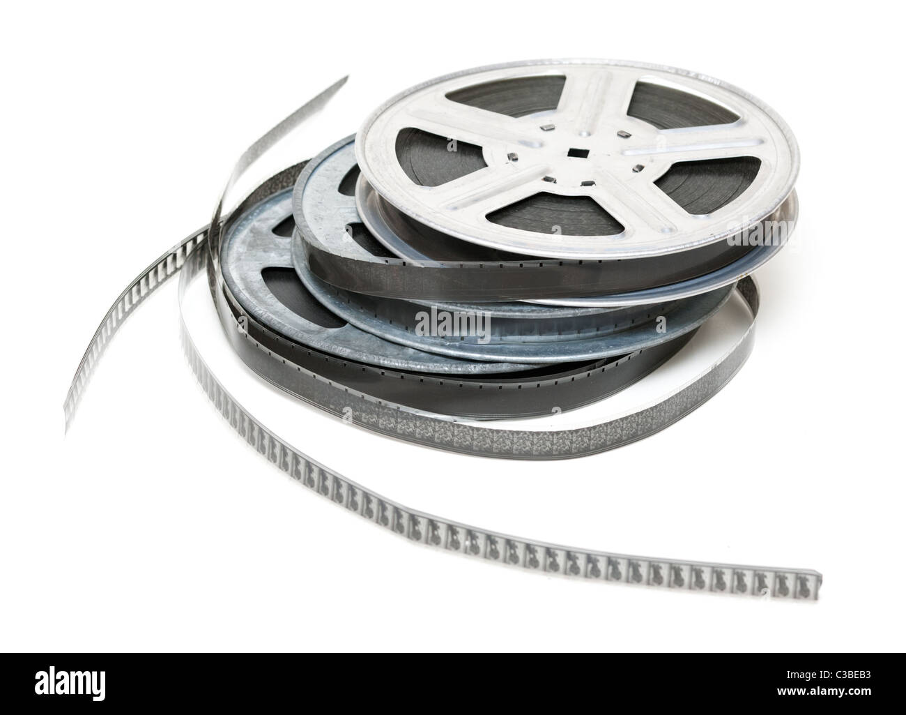 Aluminium reel of film isolated on white background Stock Photo - Alamy