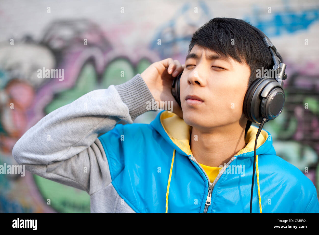 Man Listening to Music Stock Photo - Alamy