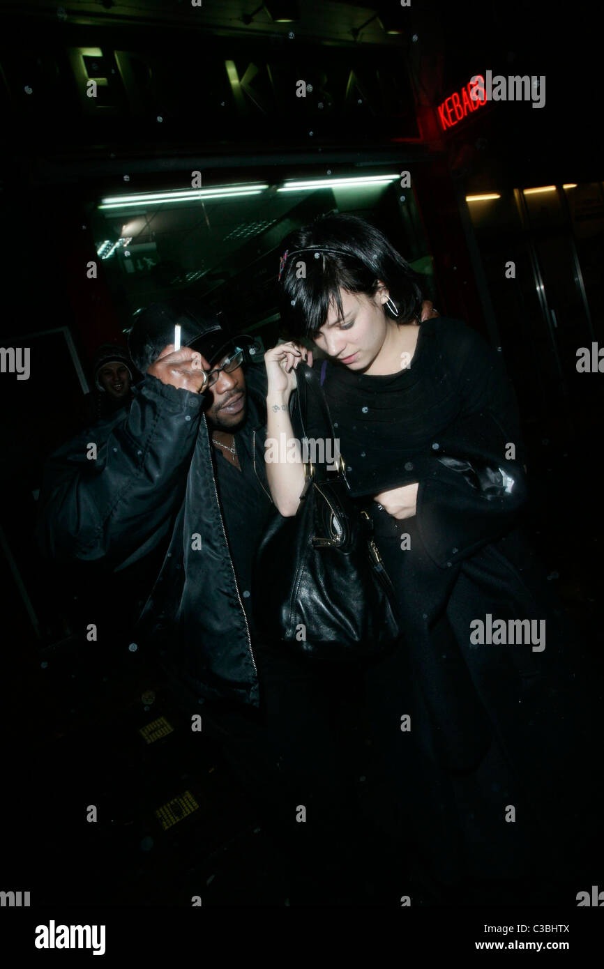 Lily Allen visits a bar in Hackney called Mustache Bar London, England ...